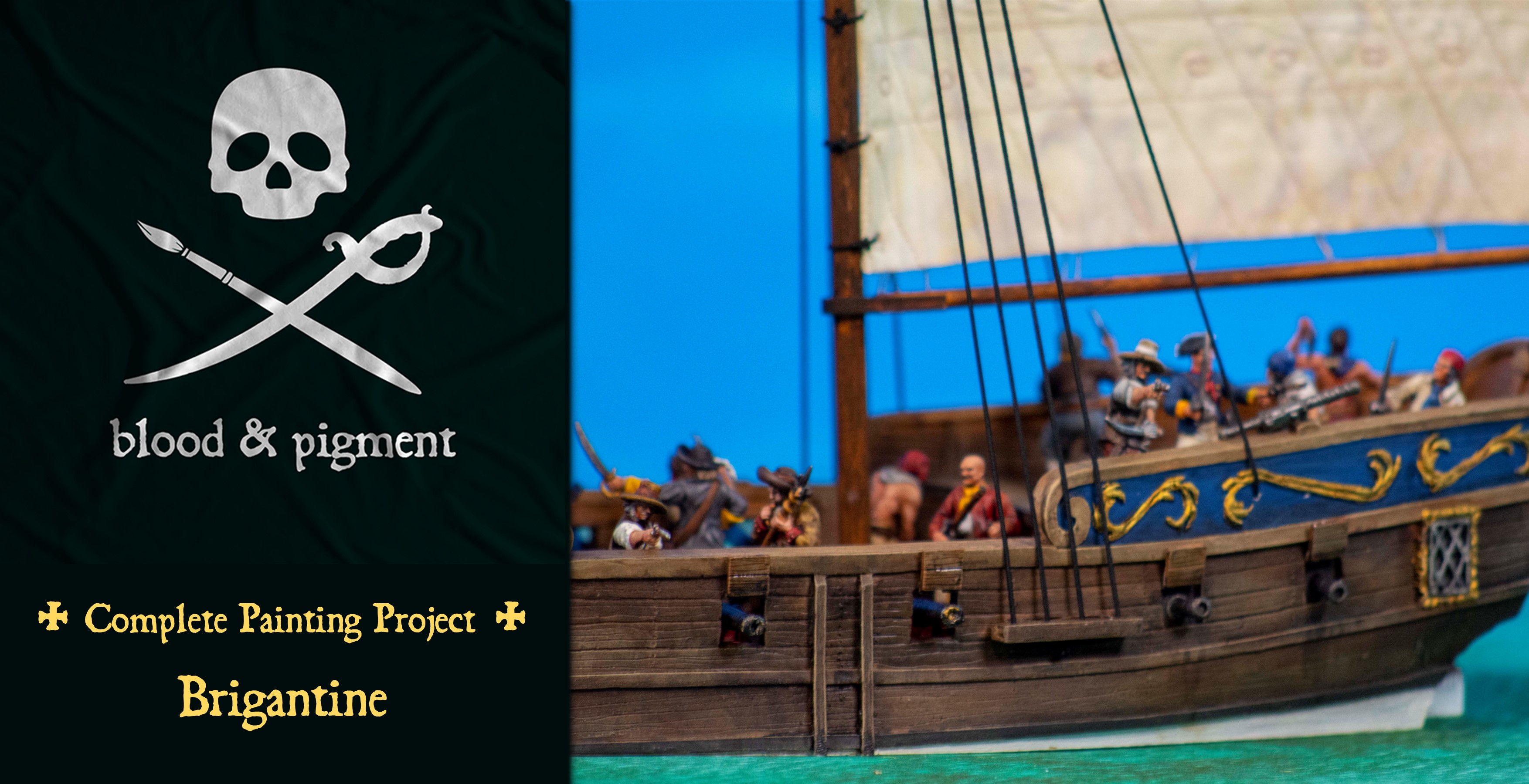 Completed Brigantine Ship for Blood & Plunder - Blood & Pigment